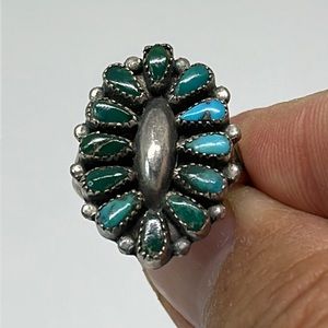 Zuni | Jewelry | Vintage Turquoise Zuni Cluster Ring 94s | Poshmark